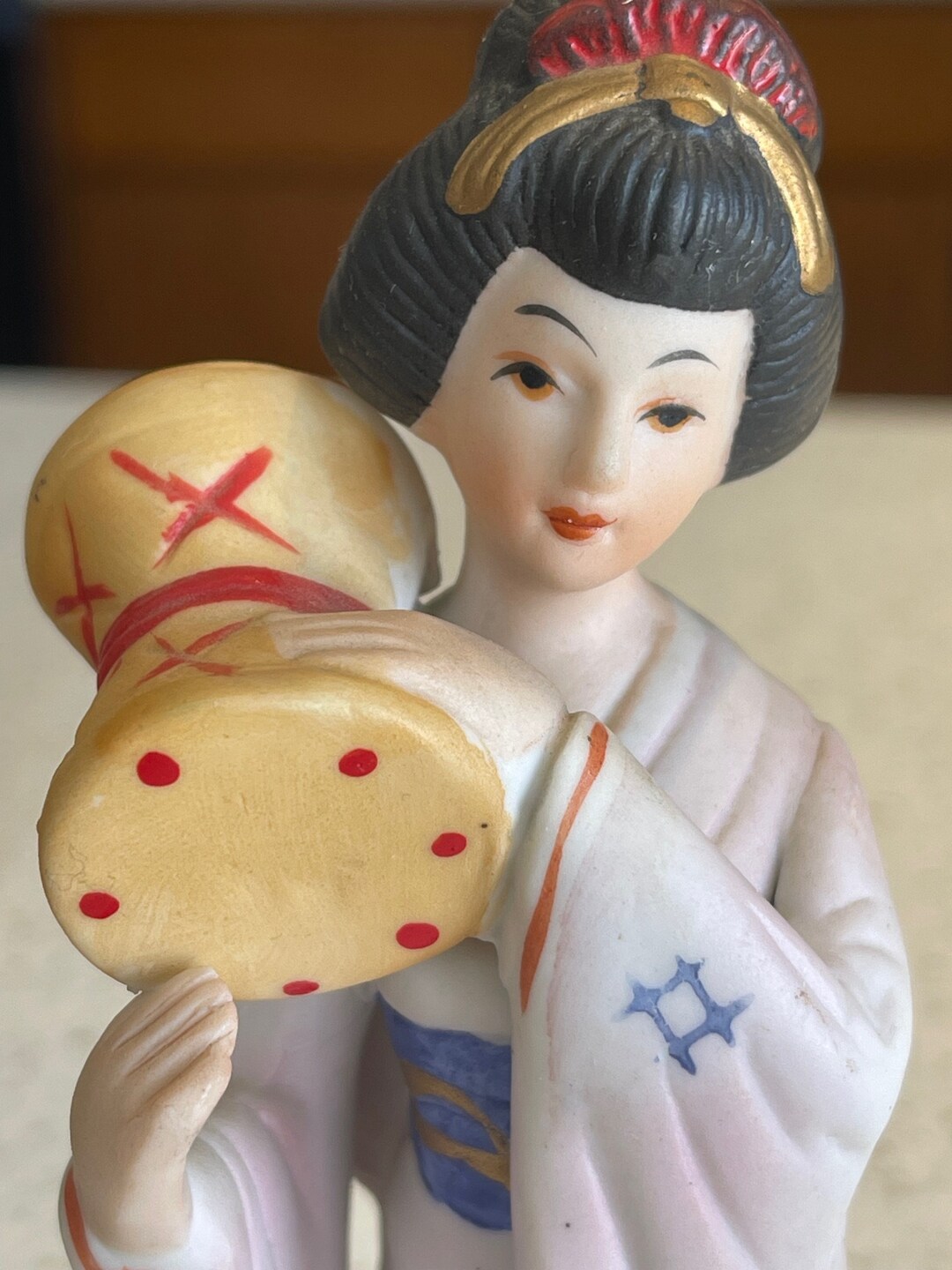 Vintage Japanese Geisha Figurine: Hand-painted Bisque Porcelain Kimono ...