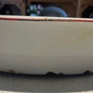 Rustic Enamelware Tub: 18" Oval Basin With Red Trim, Farmhouse Decor - Etsy