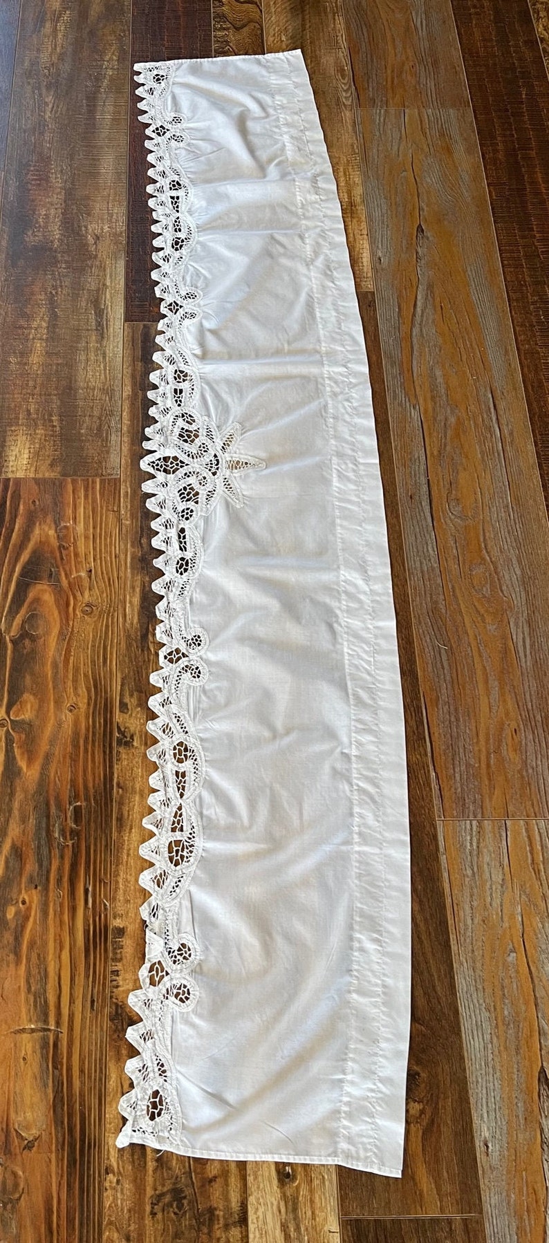 Vintage White Battenburg Lace 13 Inch Valance Window Treatment or ...
