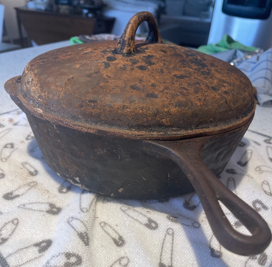 Rusty Vintage Unique "ugly" Hammered Dimpled Chicken Fryer Deep Skillet ...