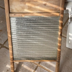 Vintage Large Glass Washboard Heavy Glass Solid Wood Primitive Country ...