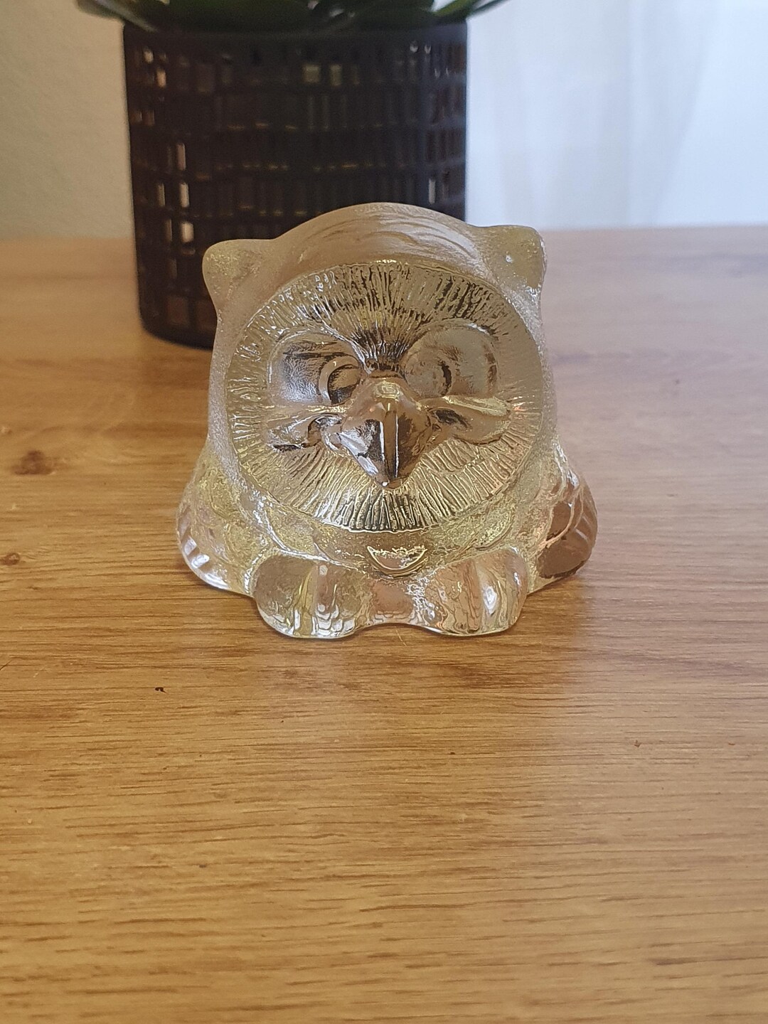 Crystal Glass Owl Sculpture, Paperweight by Goebel, West Germany ...