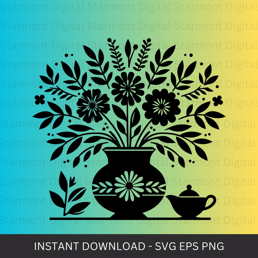 Flower Vase SVG File, Flower SVG Files, Flower Cut Files, Floral Vase ...