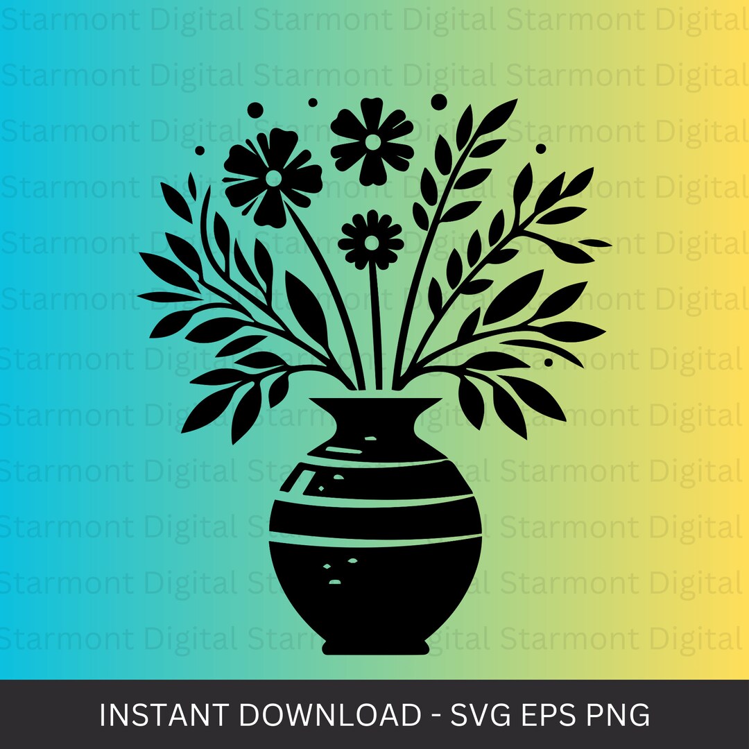 Flower Vase SVG File, Flower SVG Files, Flower Cut Files, Floral Vase ...