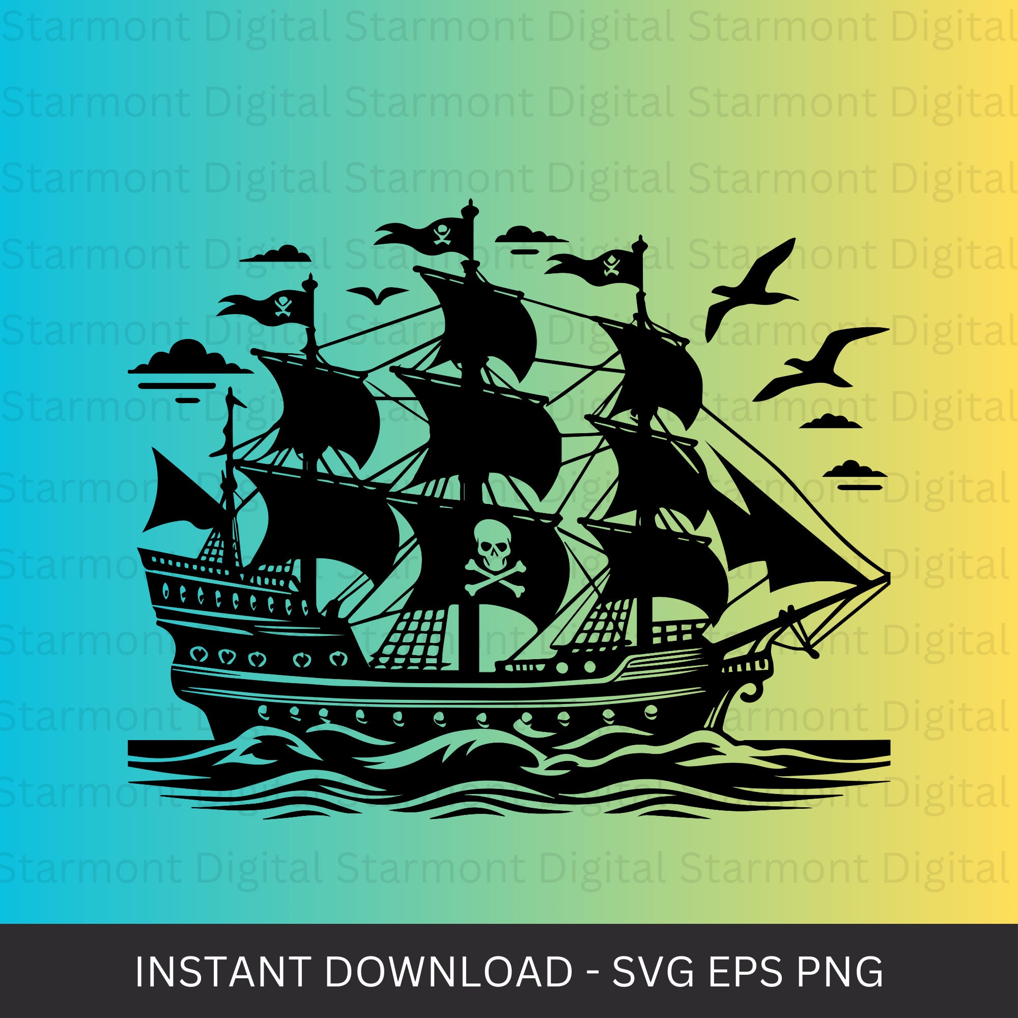 Pirate Ship SVG, Black Ship Svg, Pirate SVG, Pirate Ship Silhouette SVG ...