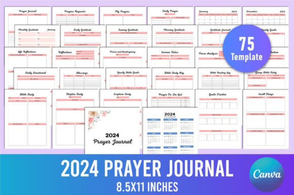 2024 Prayer Journal Prayer List Prayers Requests Bible Study Yearly ...