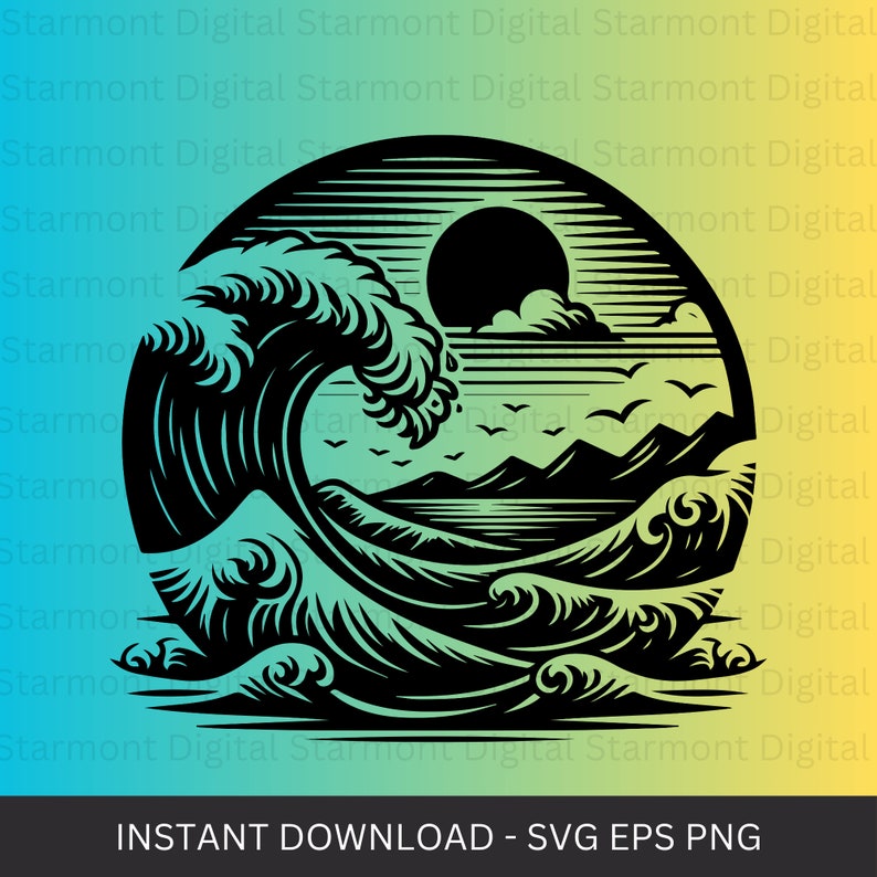 WAVE SVG, Wave Bundle Svg, Wave Cut Files, Wave Clipart, Wave Cricut ...