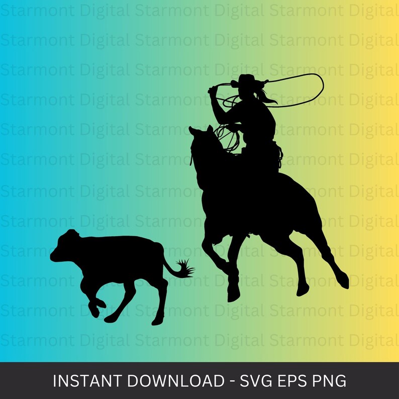 Female Rodeo Calf Roping Silhouette SVG, Cut Files for Cricut,clip Art ...