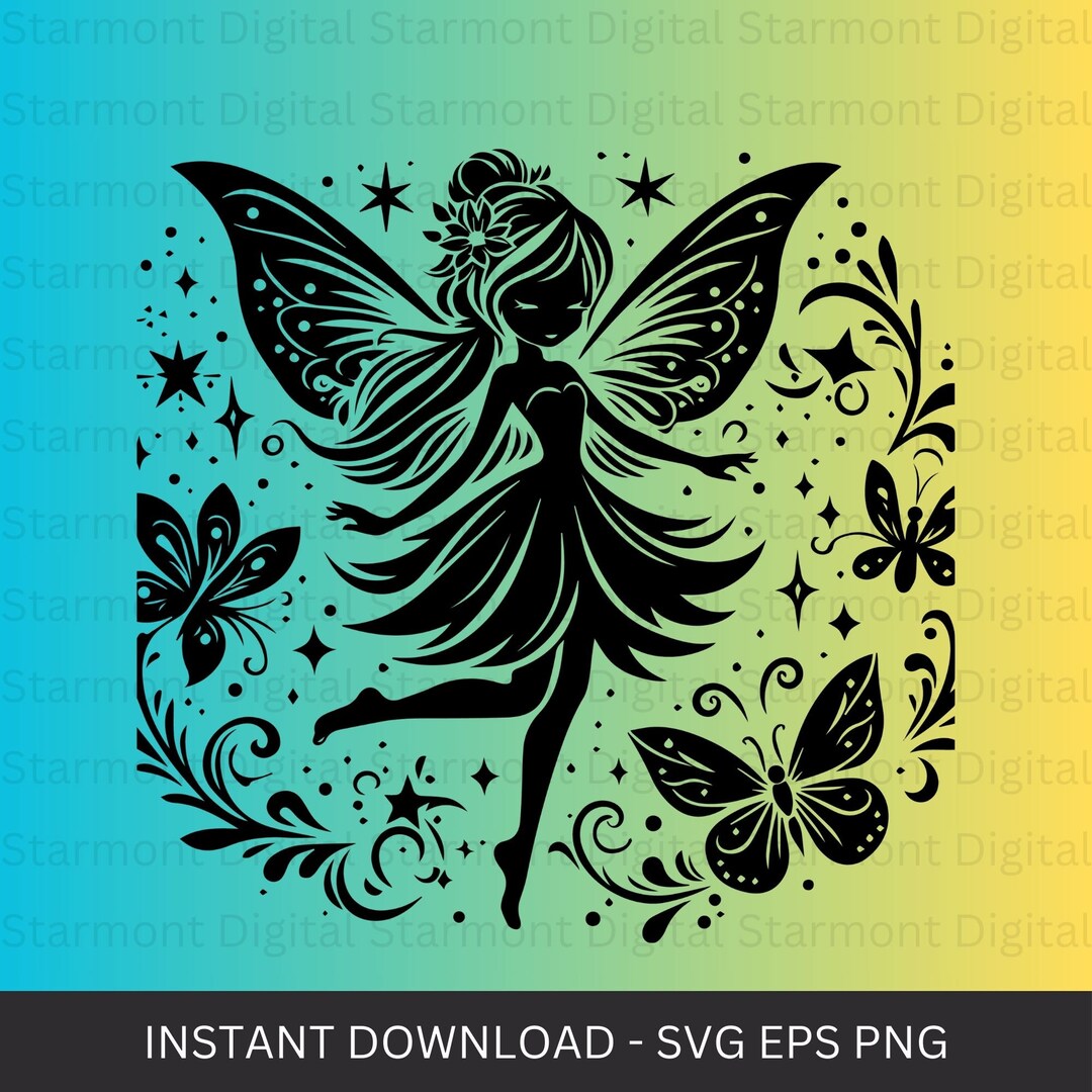 Fairy Silhouette SVG, Fairy PNG Bundle, Fairy Clipart, Fairy SVG Cut ...