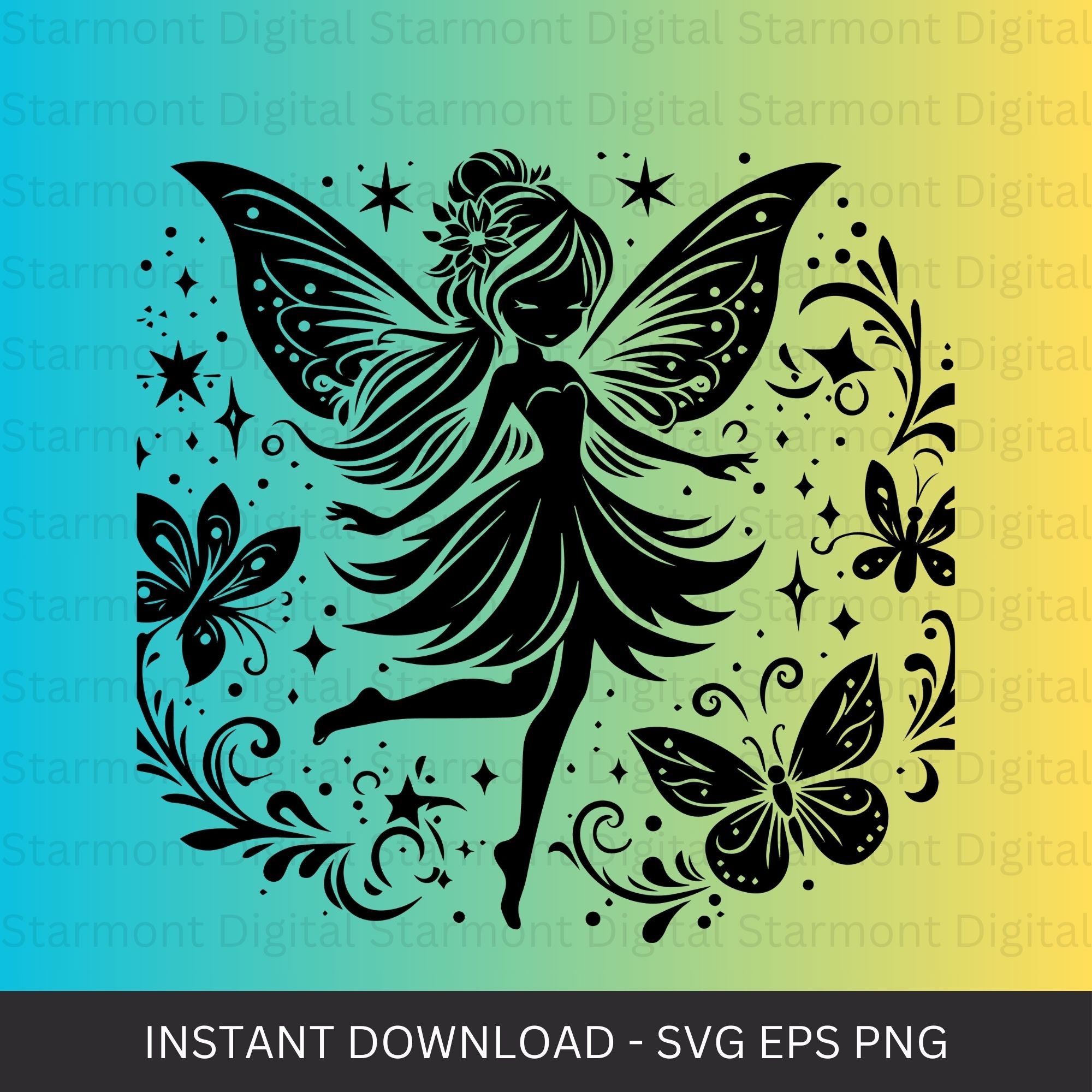 Fairy Silhouette SVG, Fairy PNG Bundle, Fairy Clipart, Fairy SVG Cut ...