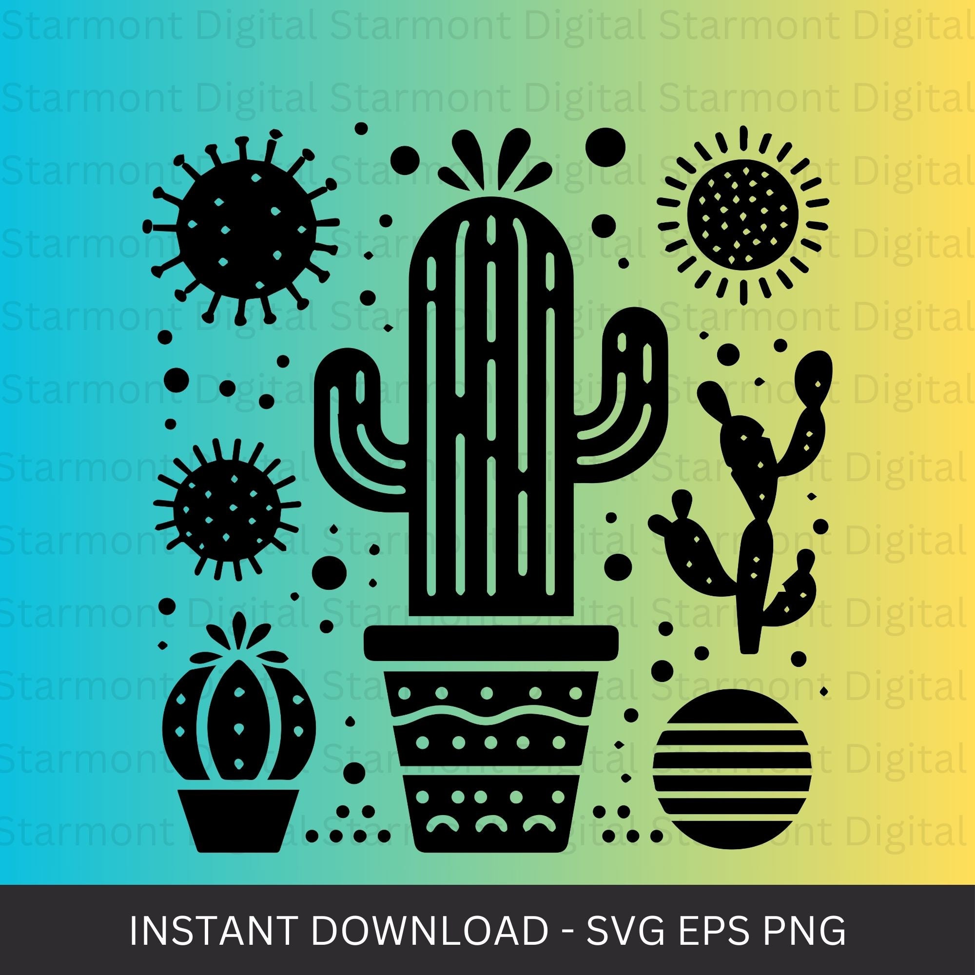 Cactus SVG, Cactus Svg Files for Cricut, Cactus Svg Bundle, PNG, DXF ...