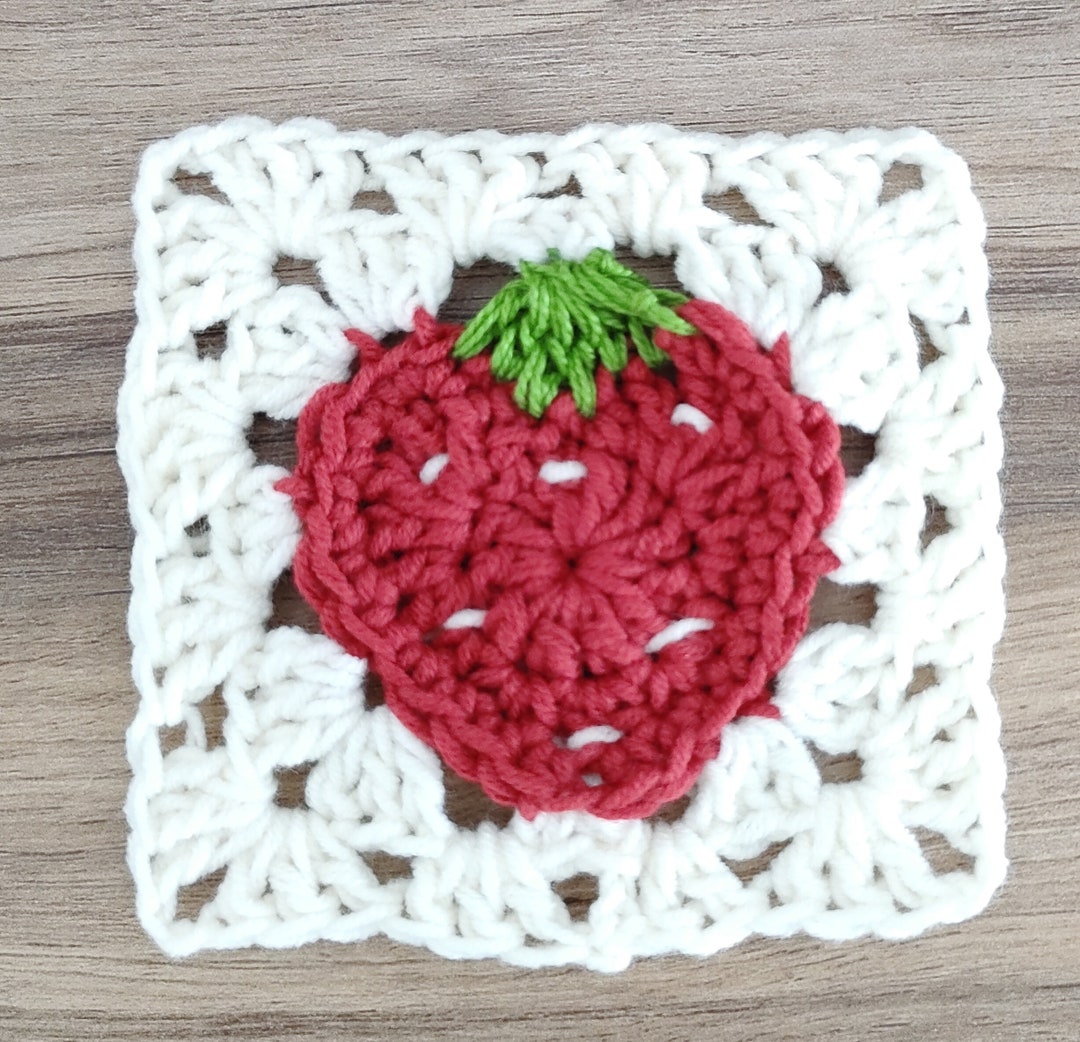 Strawberry Granny Square, Granny Square Motif, Strawberry Crochet Pdf ...