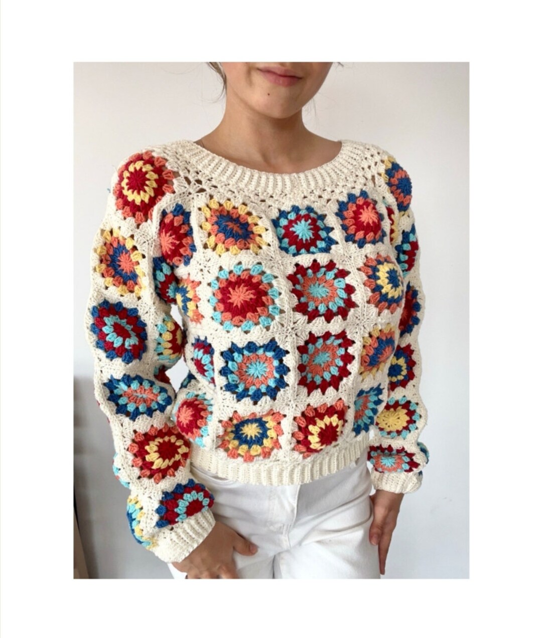 Crochet Pattern Sweate Granny Square Crochet Sweater Pattern: Colorful ...