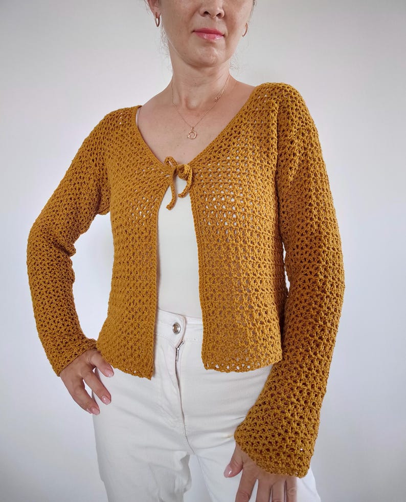Crochet Lace Cardigan Pattern PDF, V-neck Tie Front (instant Download ...