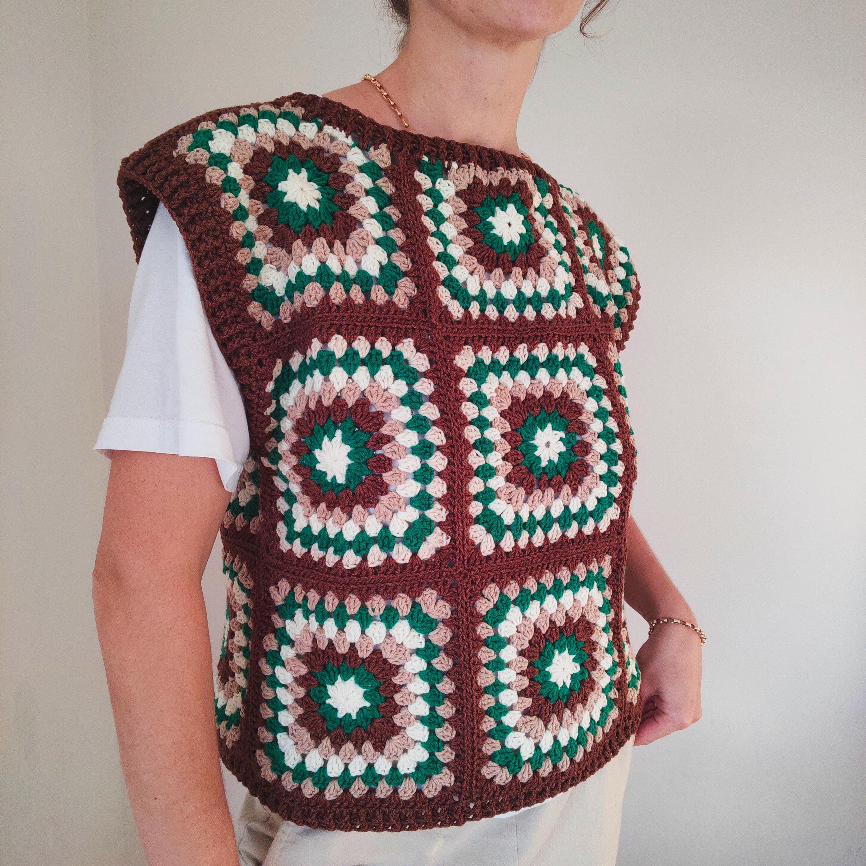 Vest Waistcoat Granny Squares Pattern Easy Women Top Sleeveless Sweater ...