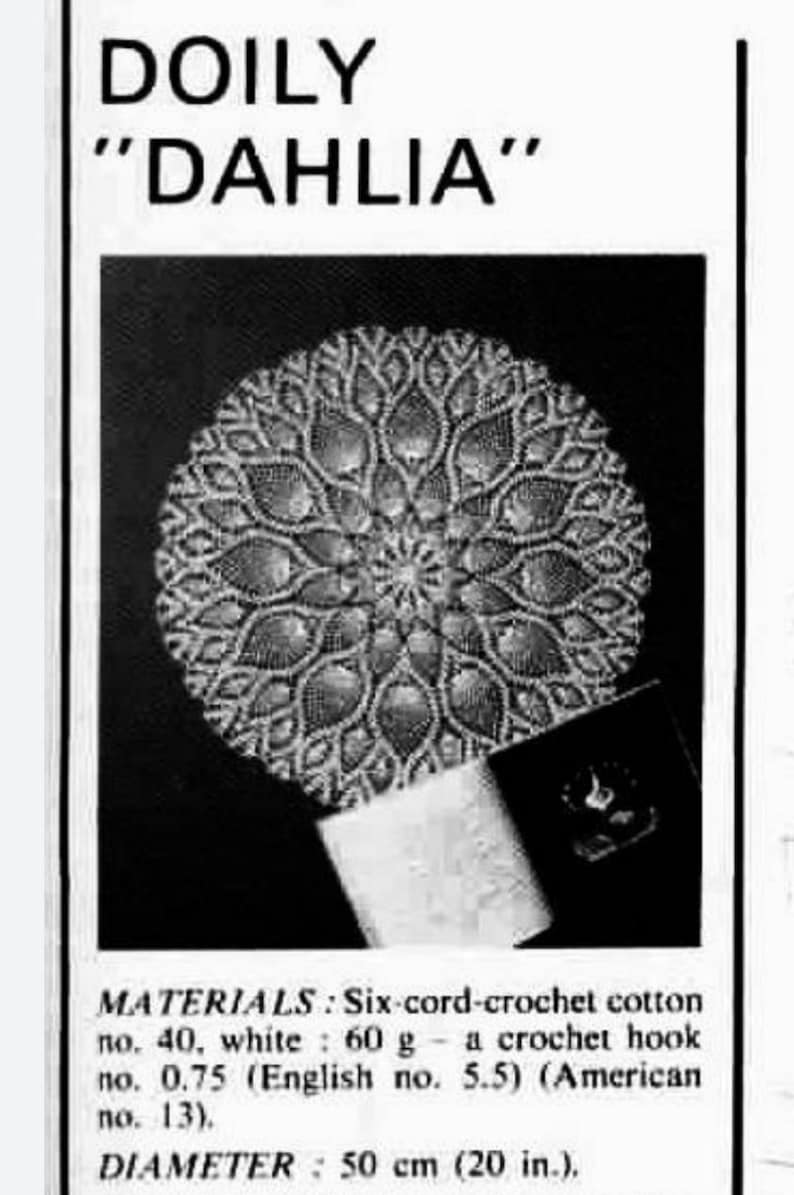 Doily Crochet Pattern Vintage Pattern 20 Inch Decor Table Instant ...