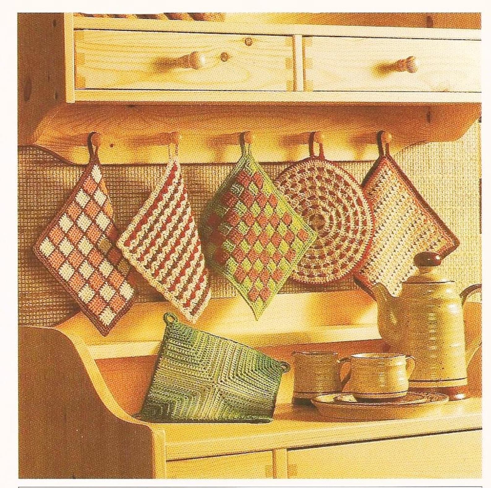 Pot Holder Crochet Patterns, Kitchen Pot-holders Decor Home Pattern ...