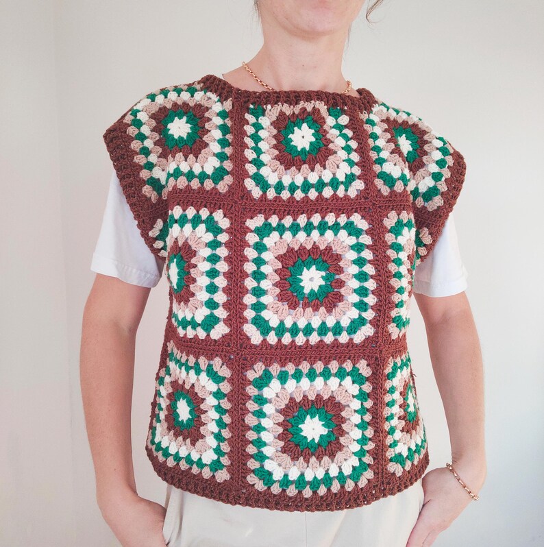 Vest Waistcoat Granny Squares Pattern Easy Women Top Sleeveless Sweater ...