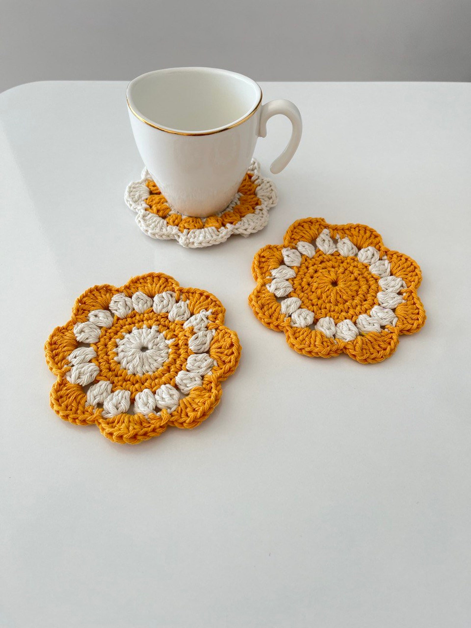 Coaster Crochet Pattern Flower Coaster Crochet Tea Coaster - Etsy