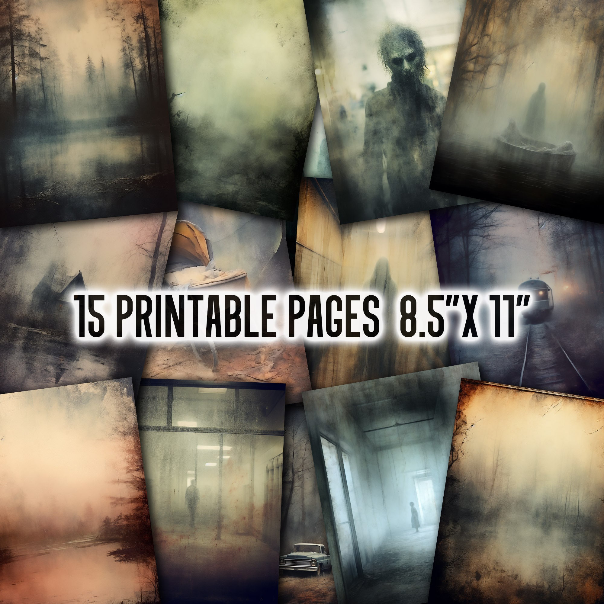 Horror Scary Printable Page Junk Journal Fear Digital Paper for ...
