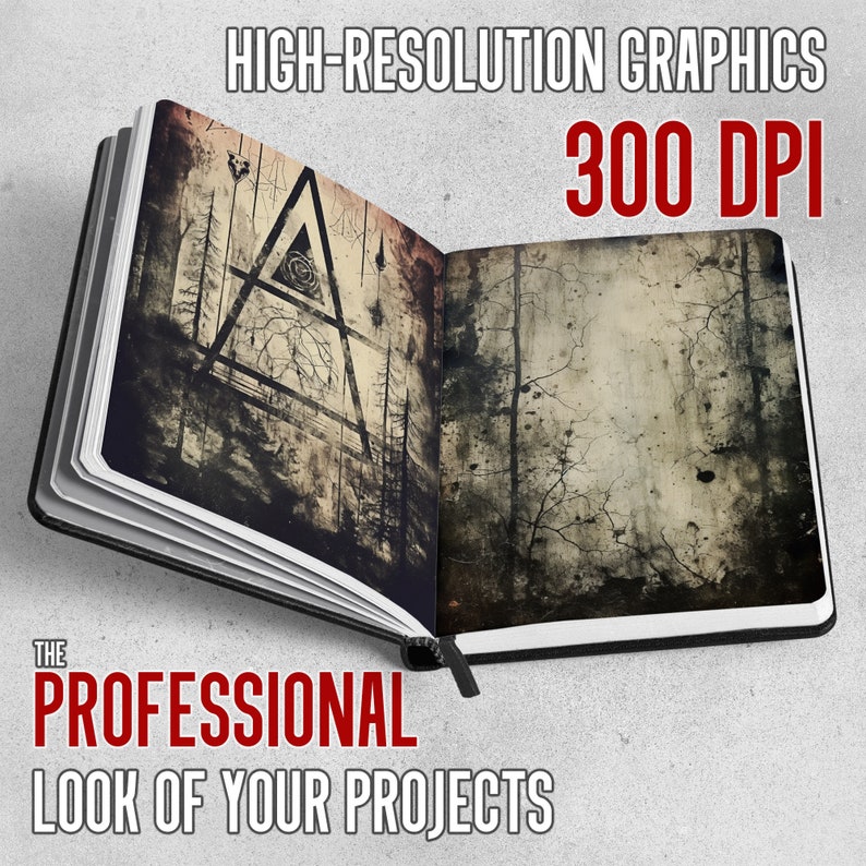 Printable Occult Black Grunge Journal Pages Esoteric Designs, Dark ...