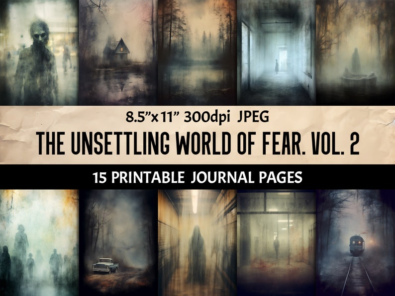 Horror Scary Printable Page Junk Journal Fear Digital Paper for ...