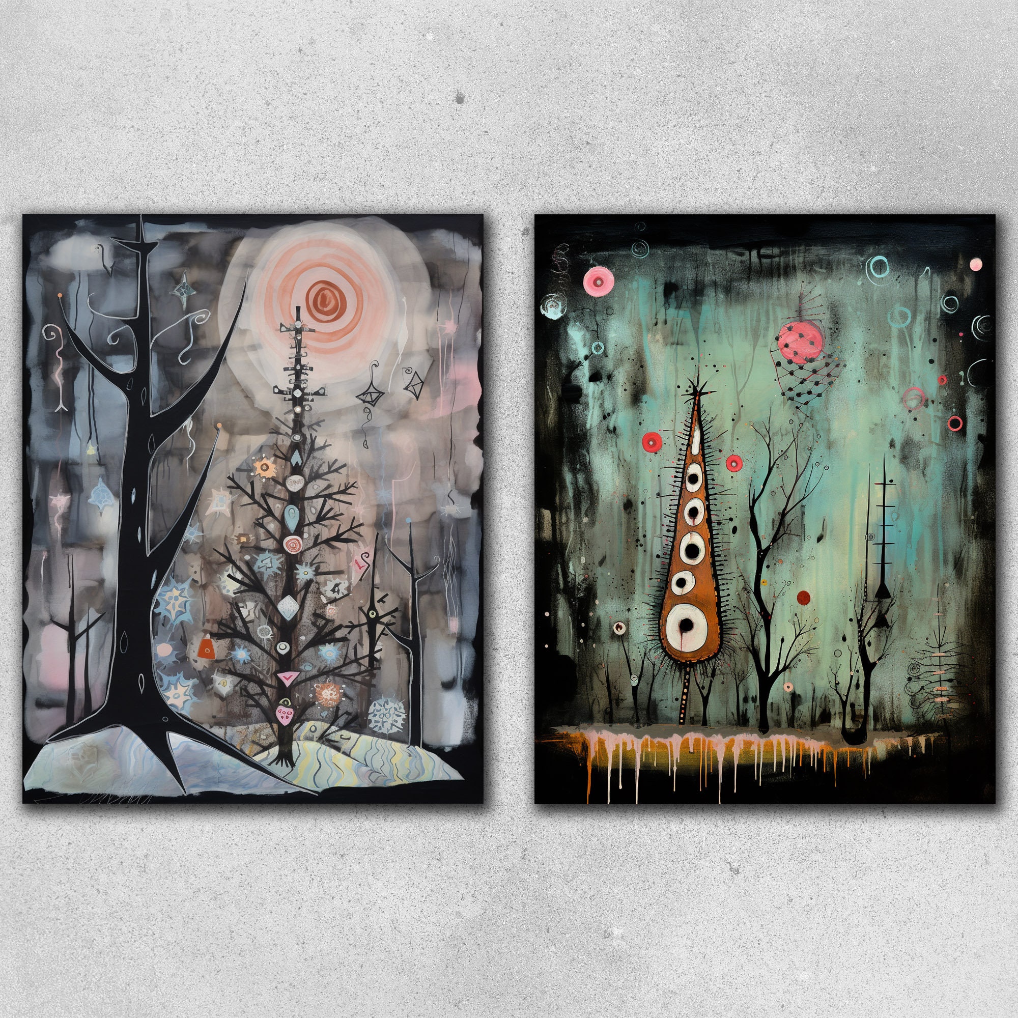 Dark Winter Art Gloomy Christmas Digital Illustrations Children & Avant ...