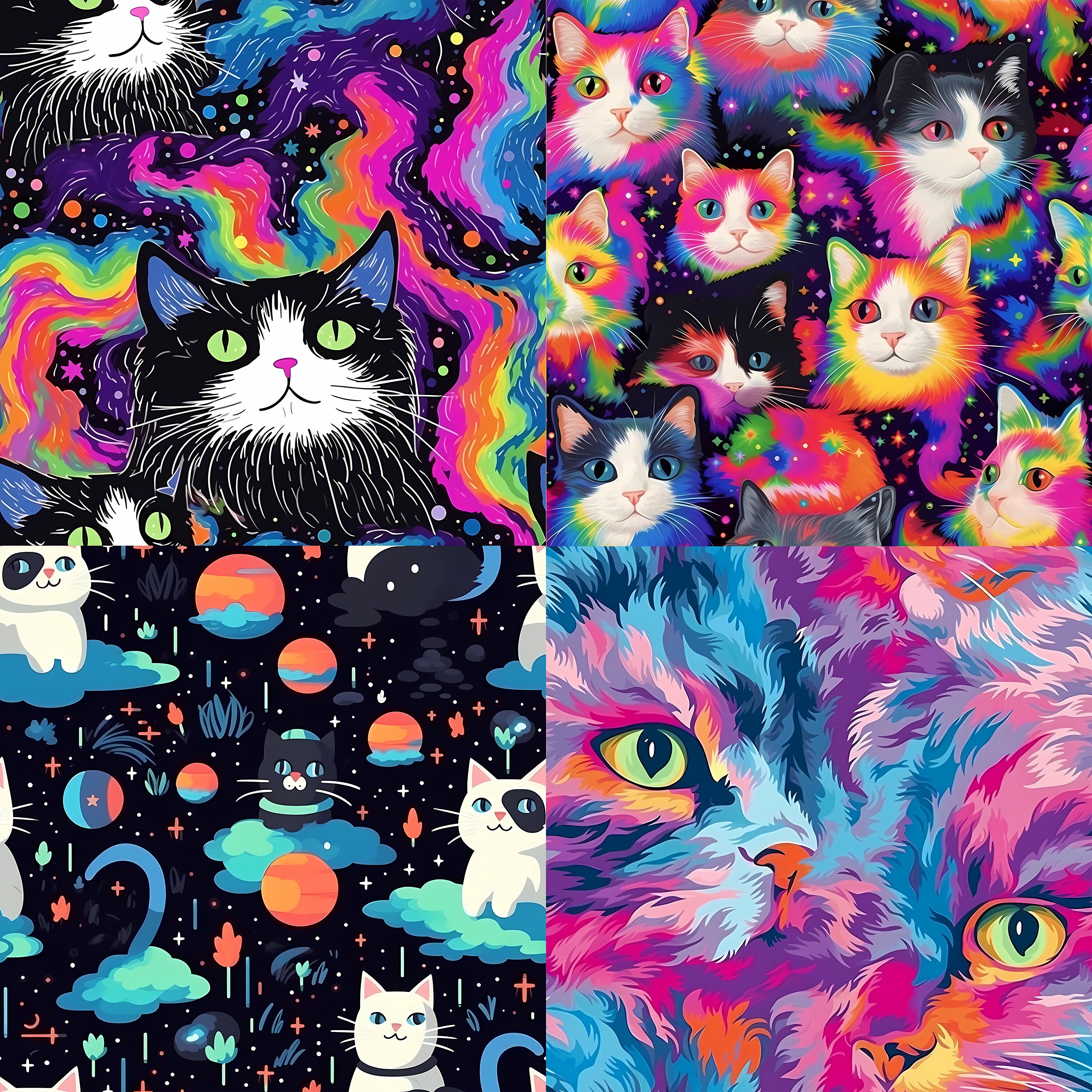 Cats Digital Paper Seamless Pattern Printable Image Sheet for Scrapbook ...