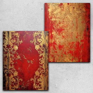 Tattered Red and Gold Junk Journal Kit Pages Scrapbooking Supplies ...