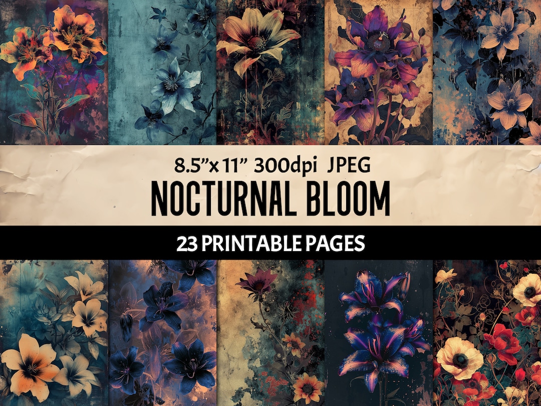 Gothic Midnight Flowers Art | Dark Floral Digital Print | Creative ...