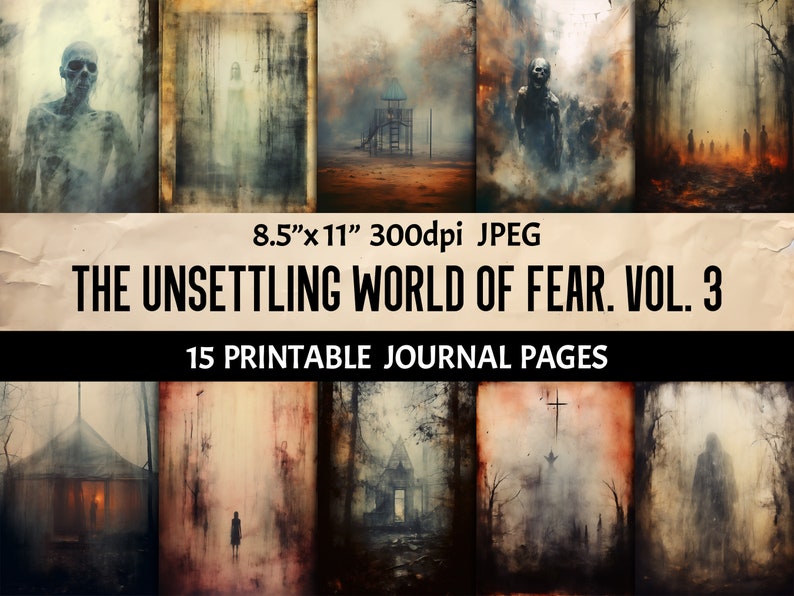 Printable Horror Journal Page Fear Creepy Digital Paper for Junk ...