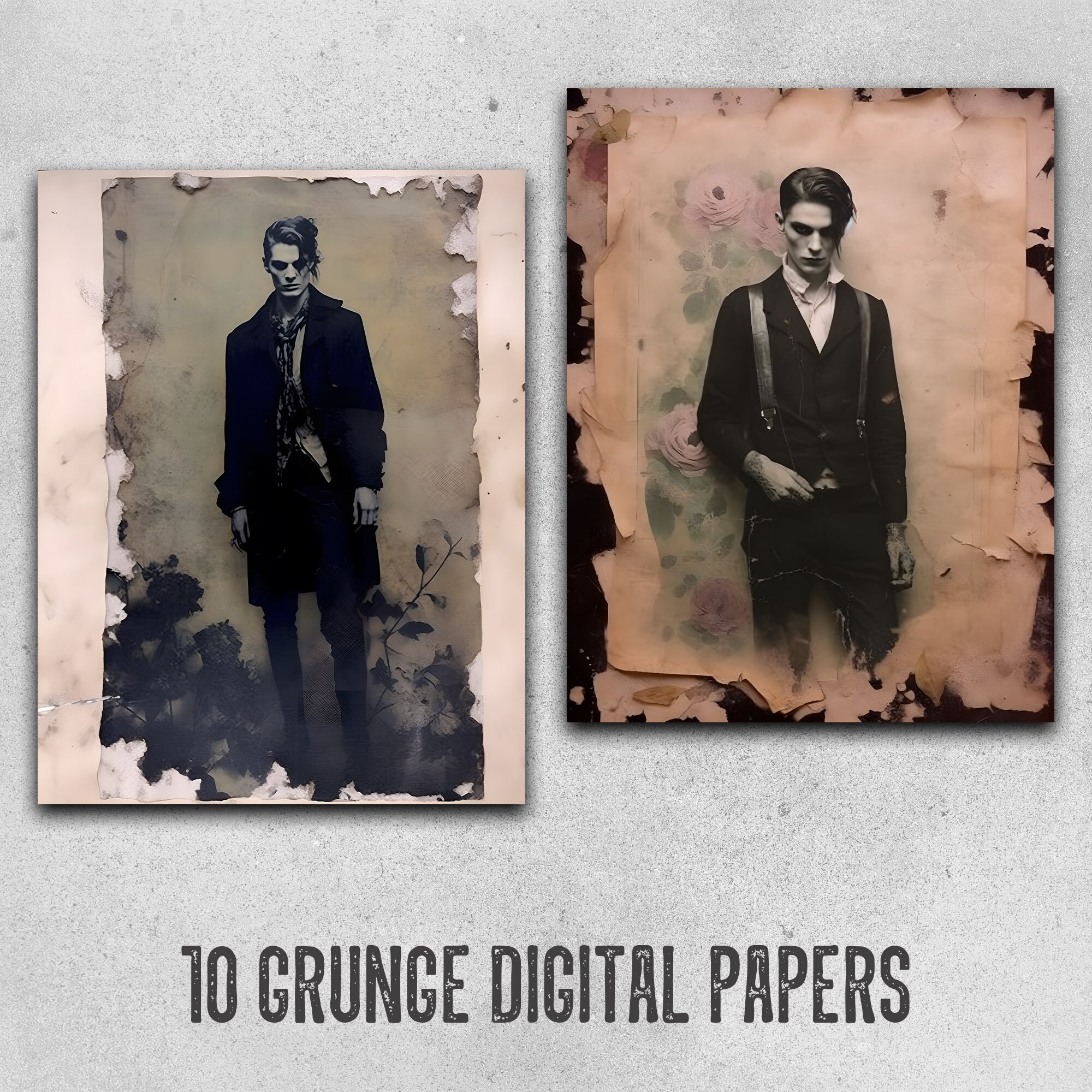 Grunge Goth Journal Pages Printable Gothic Scrapbooking Digital Papers ...