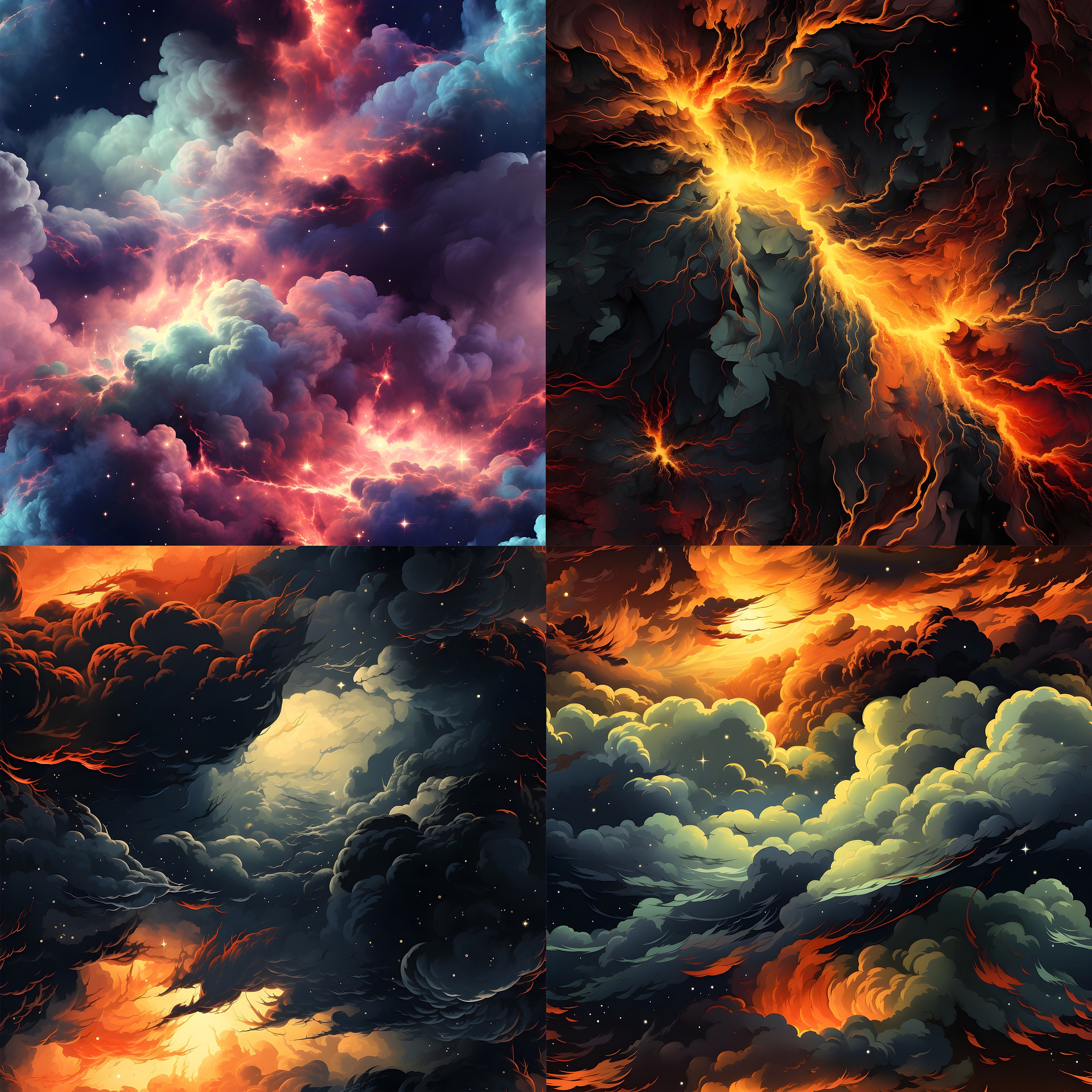 Clouds Digital Paper Set Seamless Pattern Printable Sky Image ...