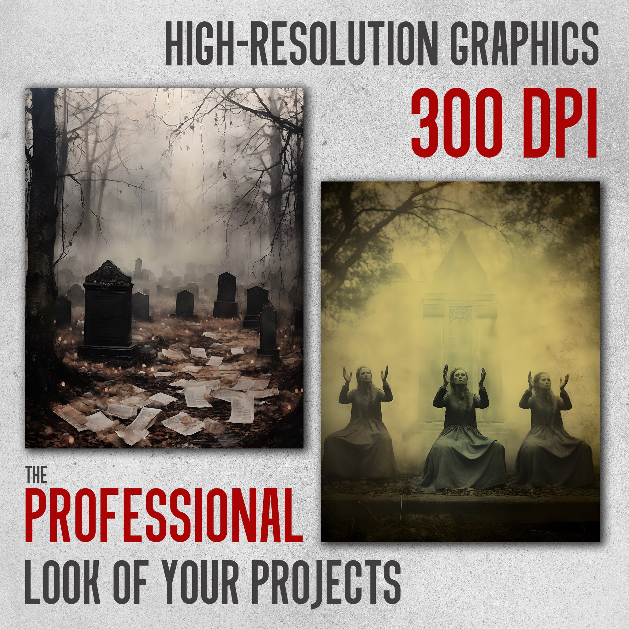 Printable Retro Photo Halloween Graveyard Vintage Old Images, Journal ...