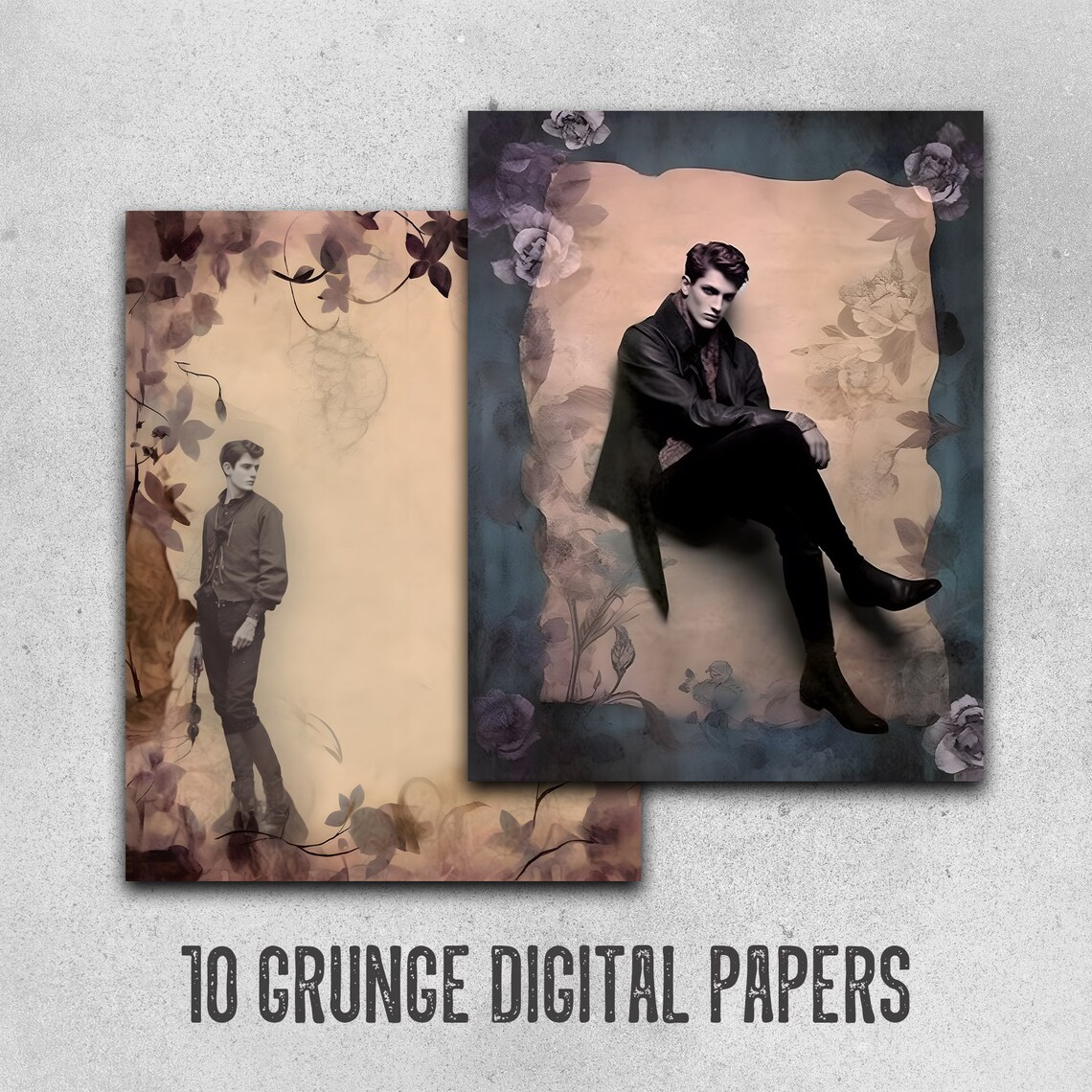 Grunge Goth Scrapbooking Kit - Printable Gothic Journal Pages - Digital ...