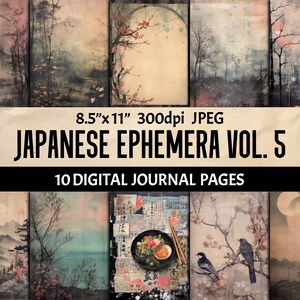 Grunge Japanese Journal Pages - Printable Scrapbooking Papers - Digital ...