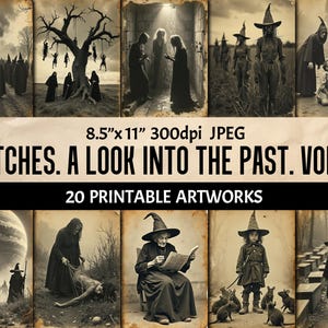 Retro Scary Photo Witch Printable Halloween Wallpaper: 20 Digital Wall ...