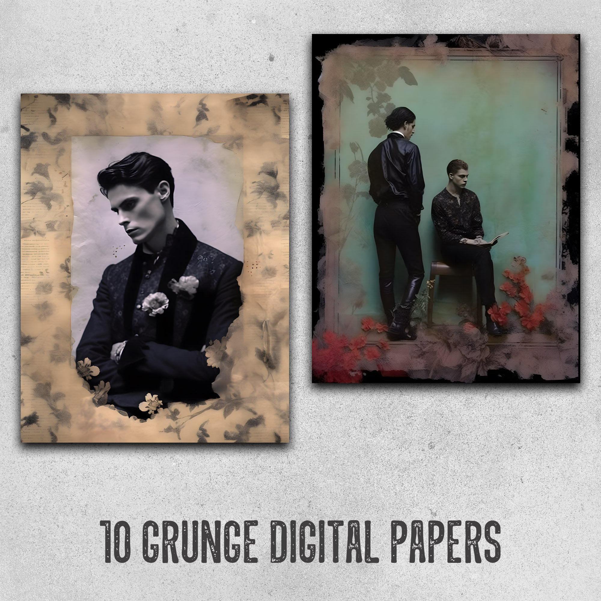 Grunge Goth Journal Pages Printable Gothic Scrapbooking Digital Papers ...
