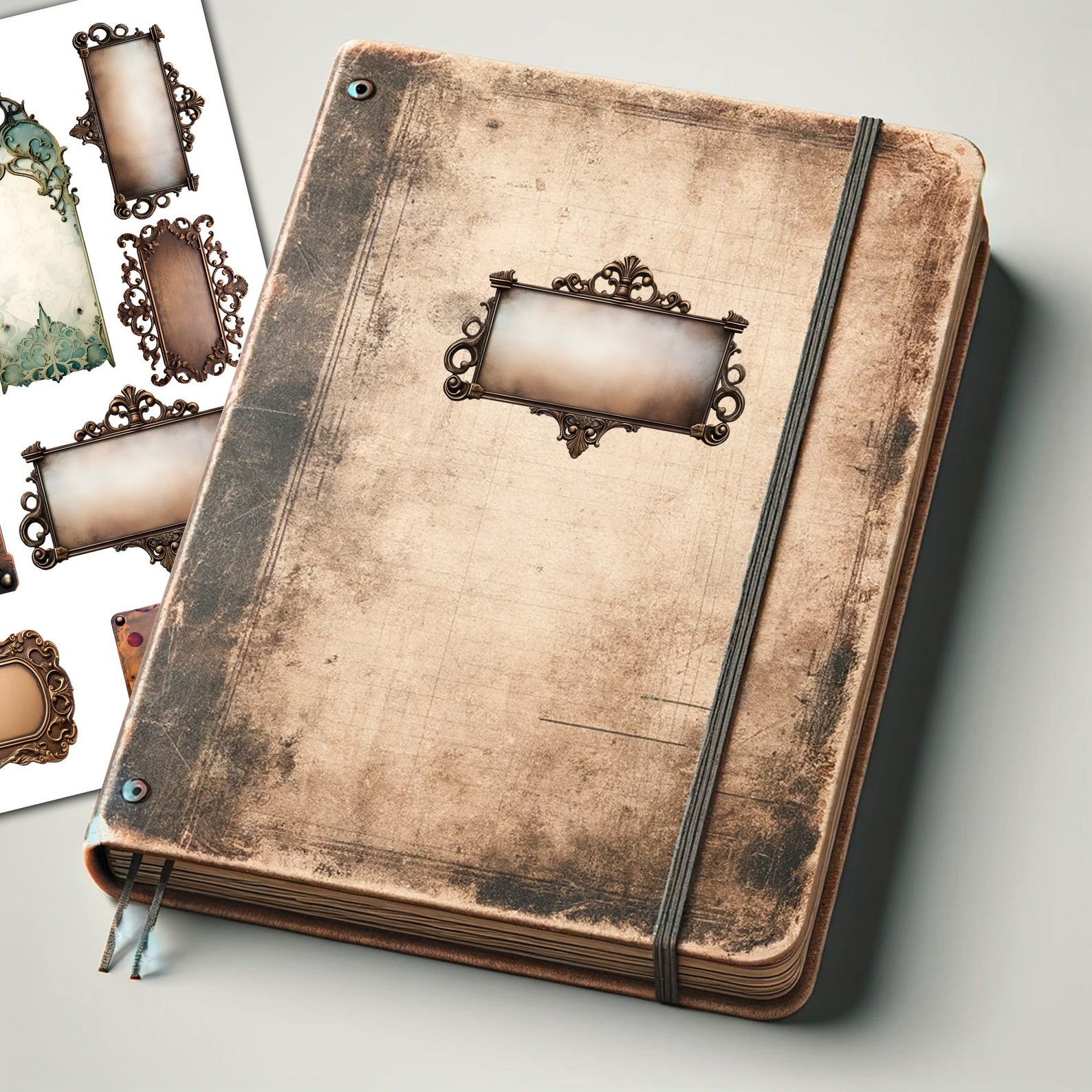 Vintage-inspired Printable Book Plates Tags & Metal Label Holders Ideal ...