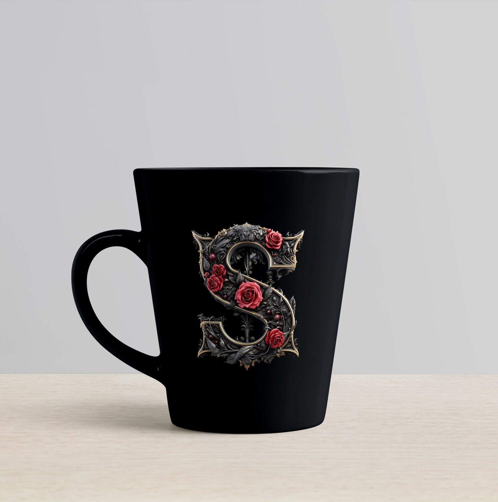 Goth Floral Monogram Initial Letter S Sublimation Scrapbooking Collage ...