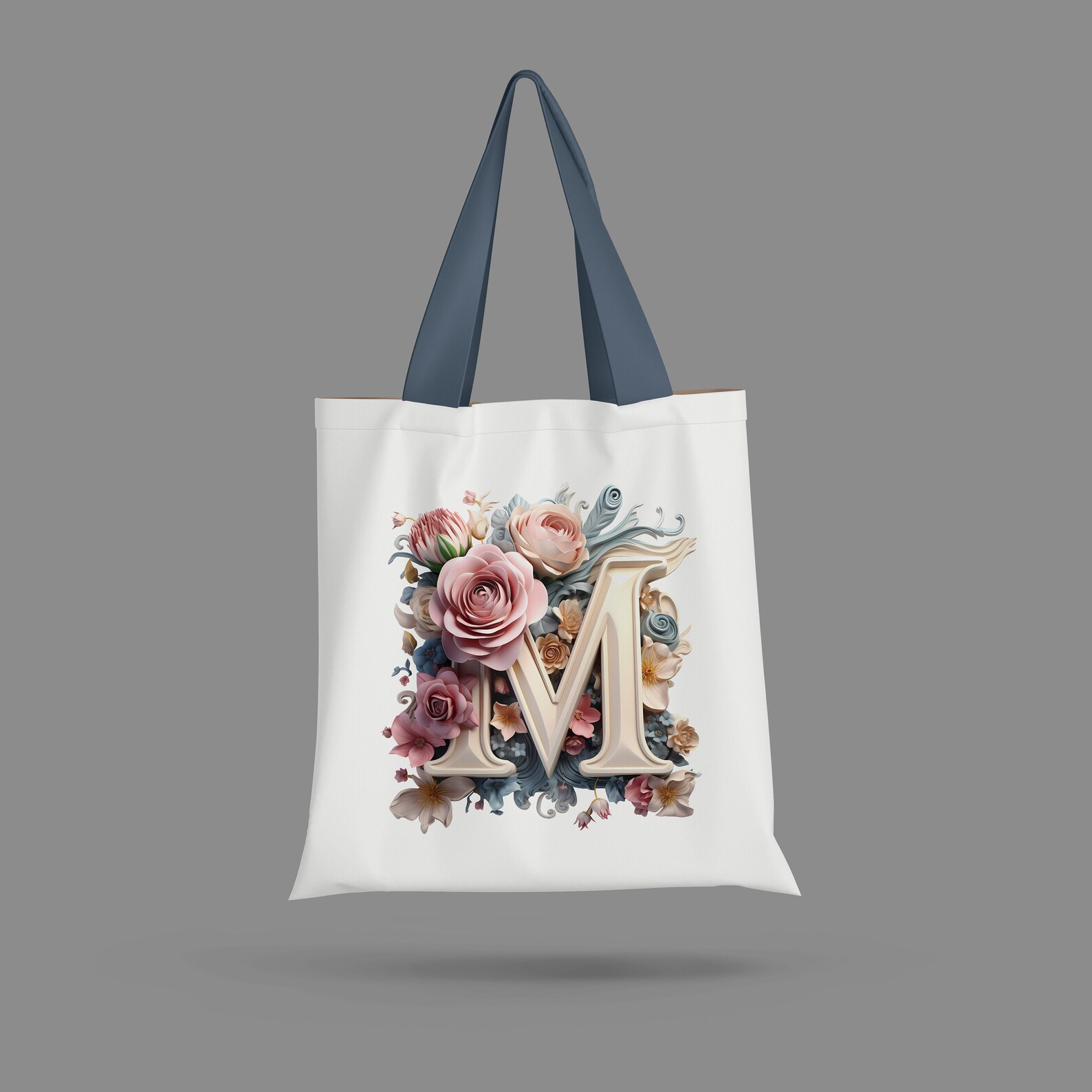 Name Initial Letter M Floral Monogram Sublimation Scrapbooking Collage ...