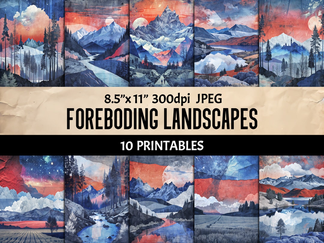 Landscape Collage Digital Paper - Junk Journal Pages - Printable Wall ...