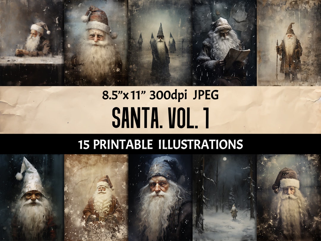 Grunge Christmas Santa Digital Art - Vintage Dark Winter Aesthetic New ...