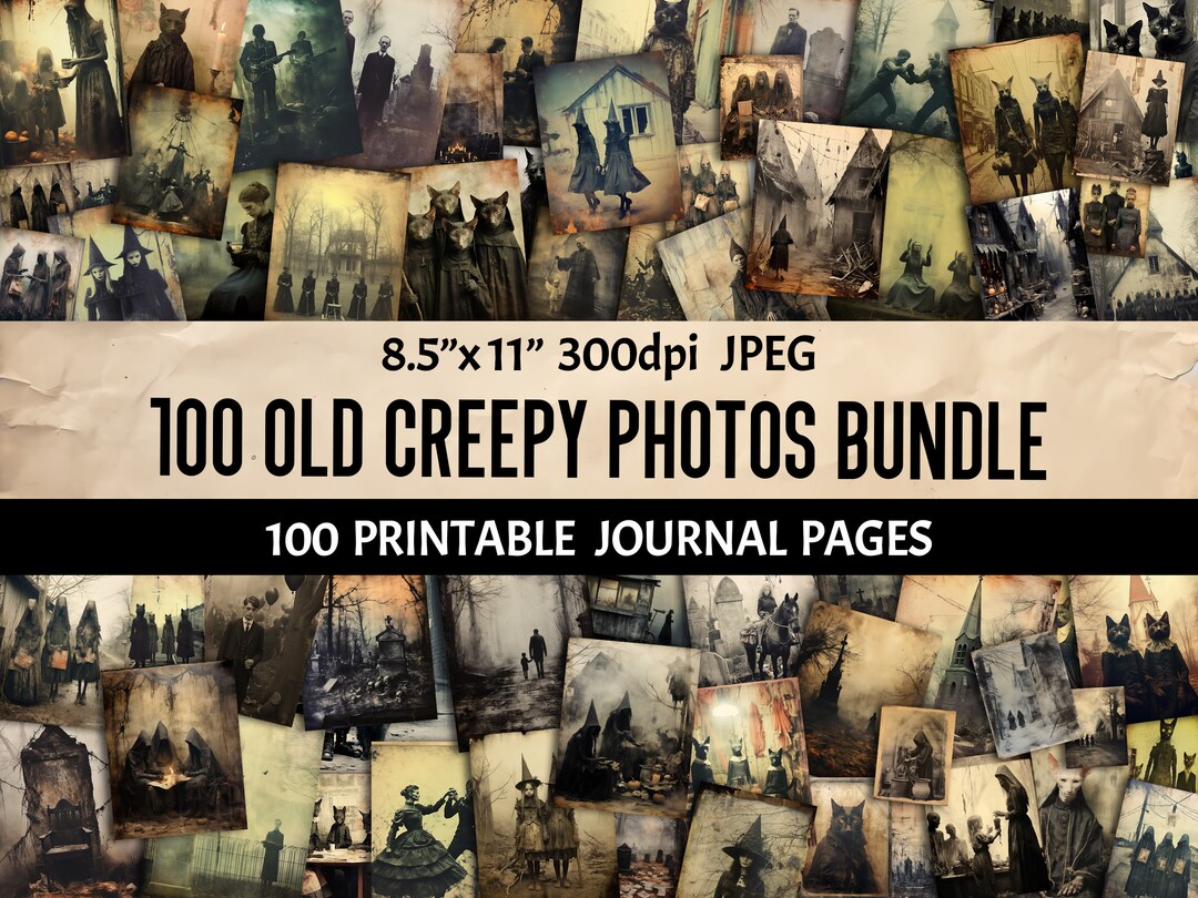 100 Vintage Halloween Photos Bundle: Creepy Junk Journal Printables ...