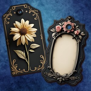 Gothic Floral Tags - 100+ Printable Goth Labels | Dark Flower Aesthetic ...
