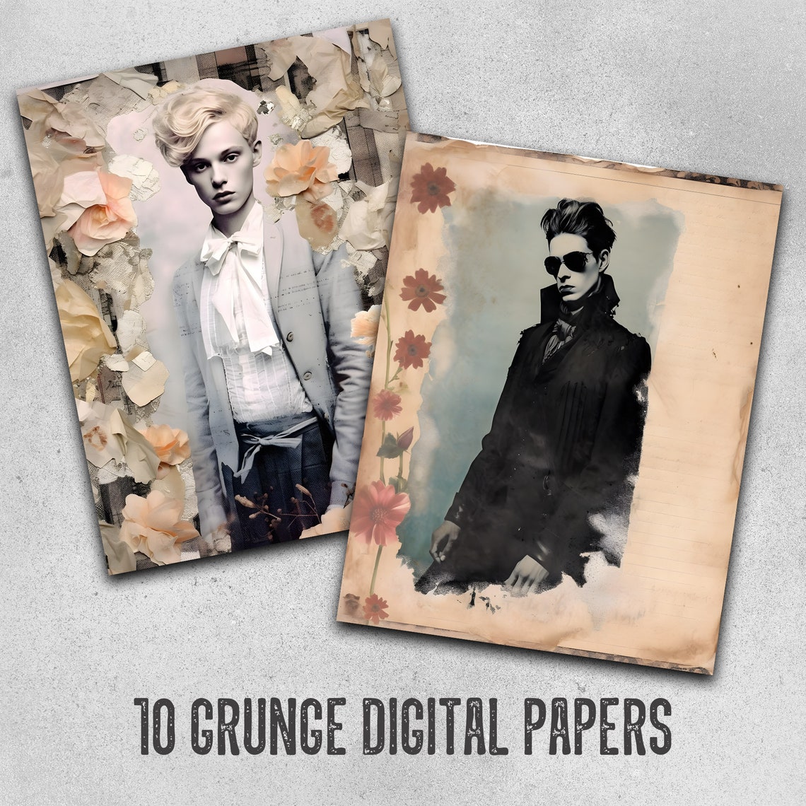 Grunge Goth Scrapbooking Kit - Printable Gothic Journal Pages - Digital ...