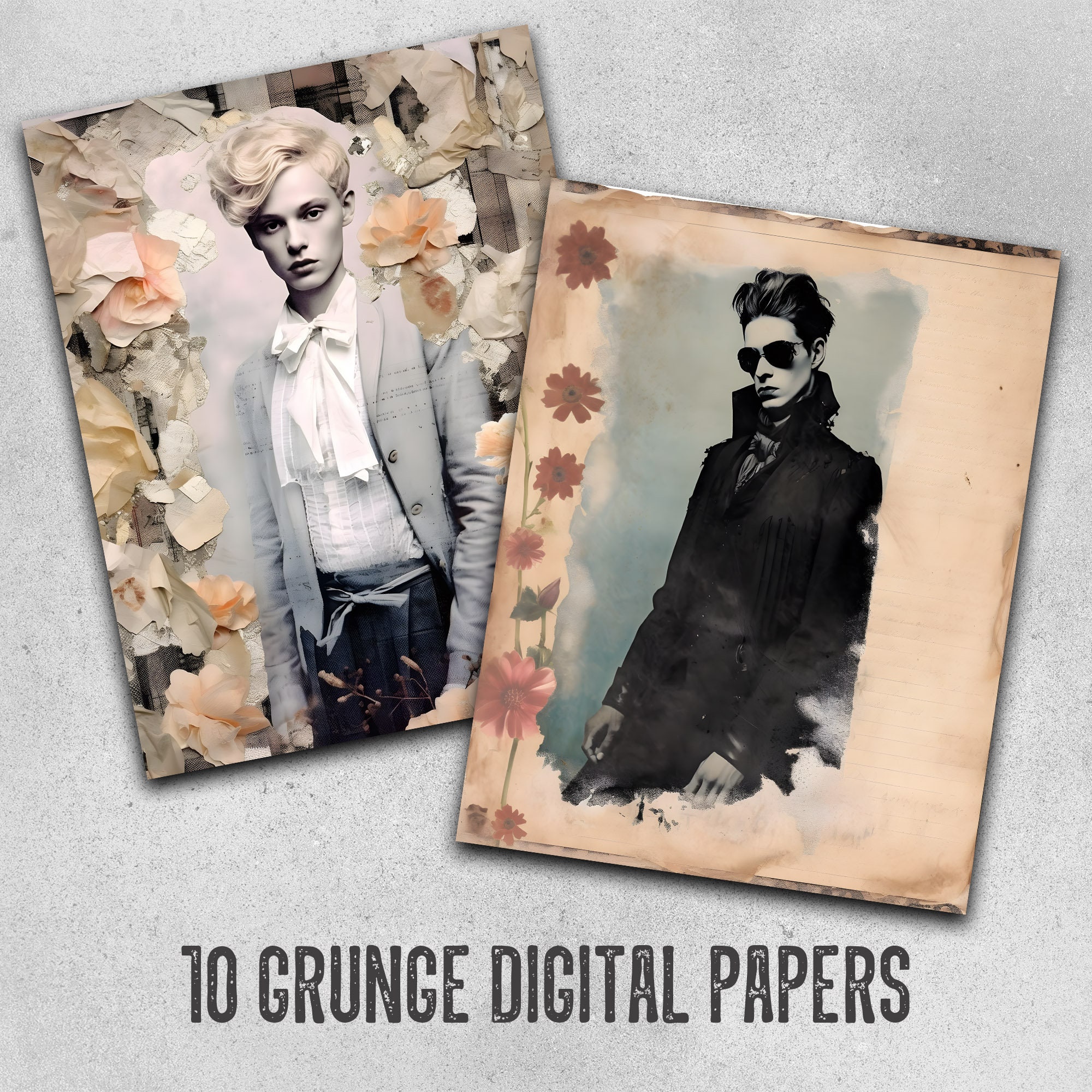 Grunge Goth Scrapbooking Kit - Printable Gothic Journal Pages - Digital ...
