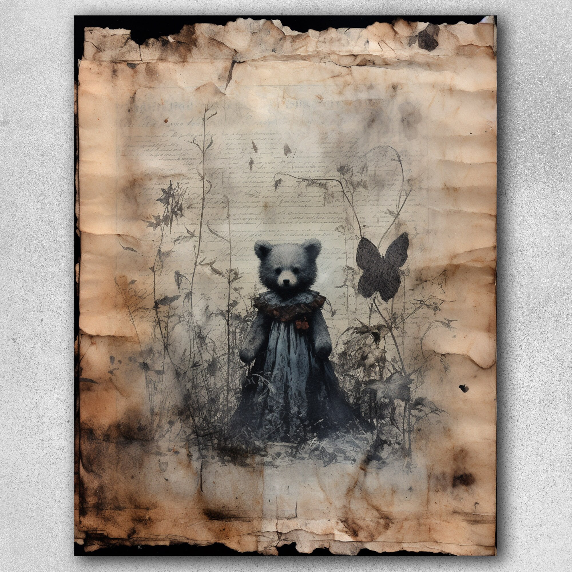 Gothic Cute Bear Journal Pages - Dark Aesthetic Printable Paper ...