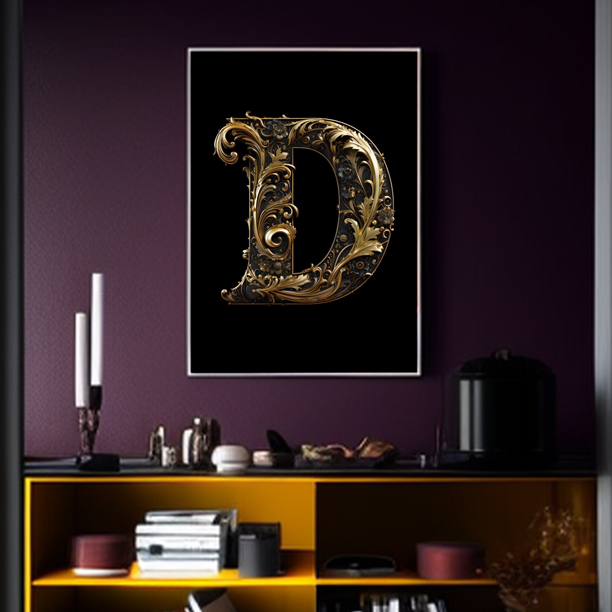 Gothic Floral Letter D Monogram - PNG File (digital Download) - Etsy