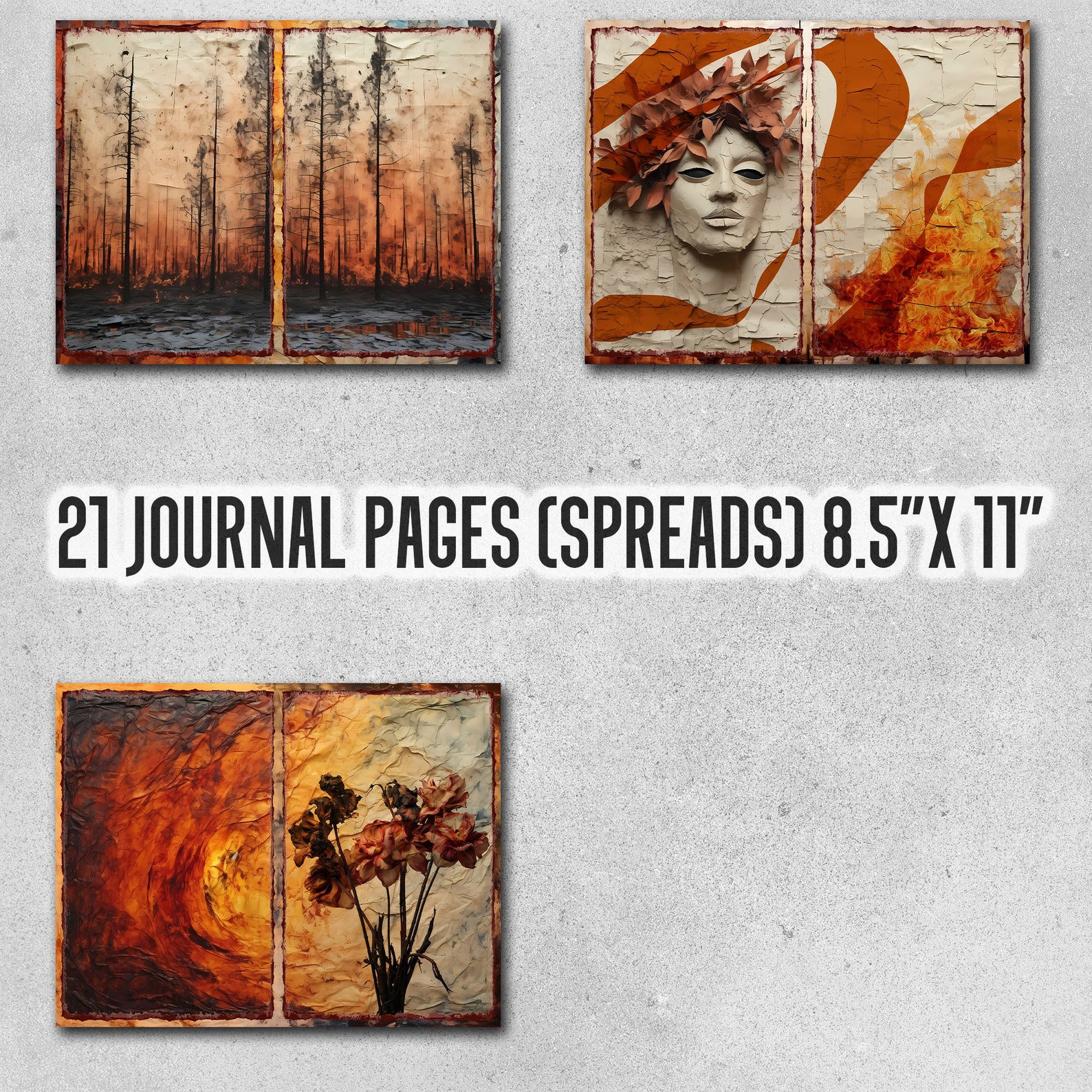 Printable Fire Journal Kit Digital Pages and Embellishments for Junk ...
